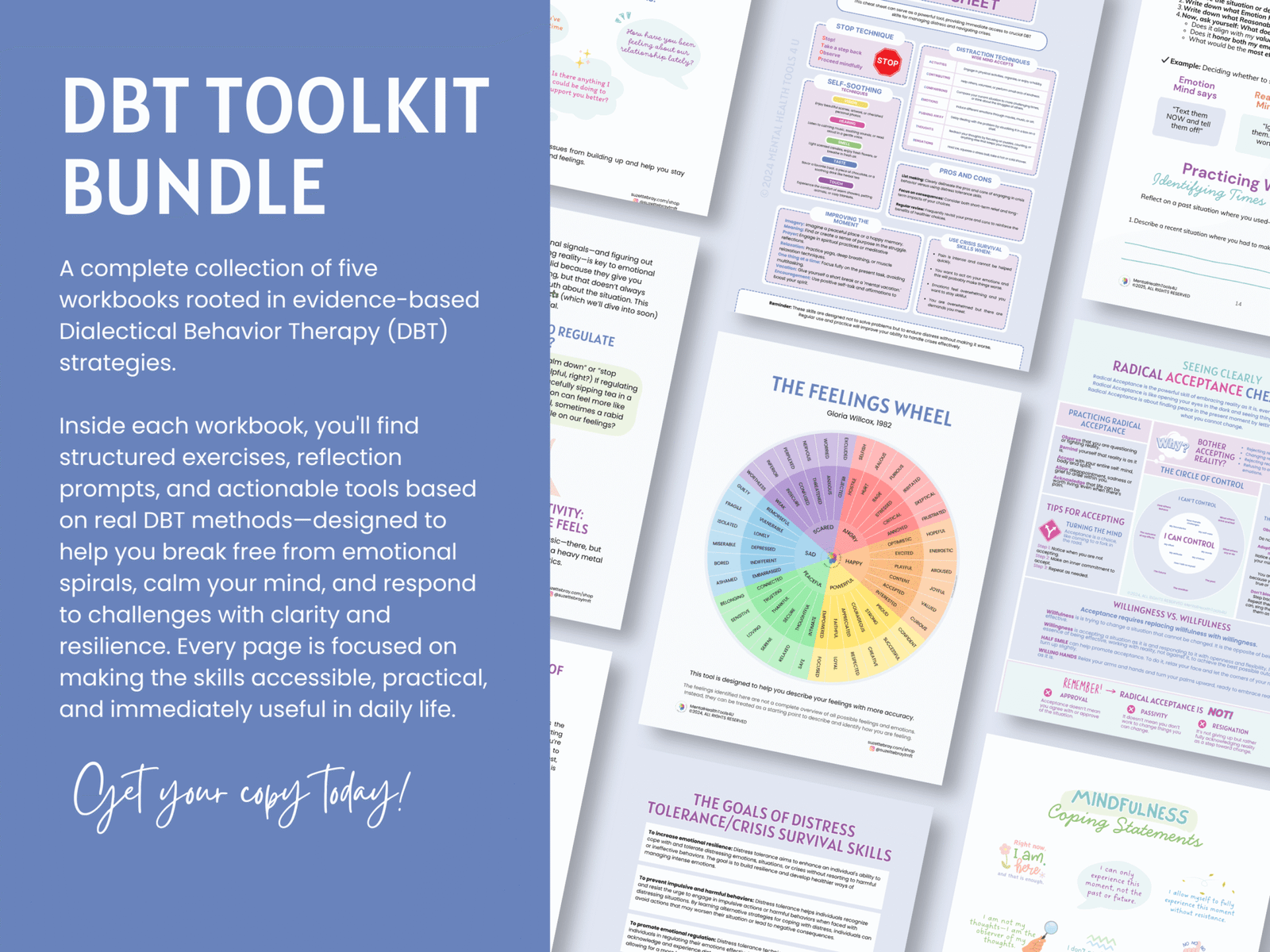 DBT Skills Toolkit Bundle: Mindfulness |Radical Acceptance |Distress ...